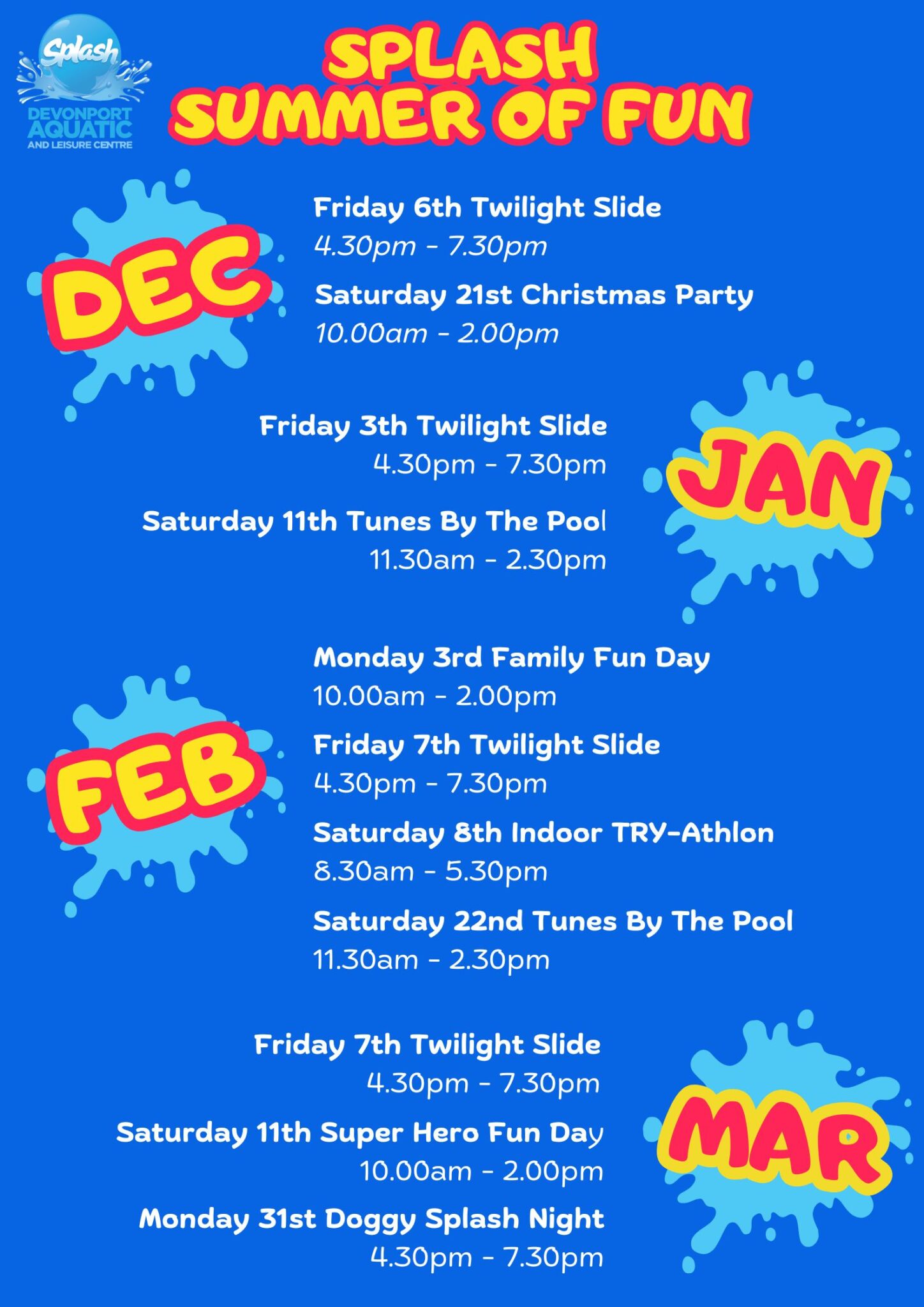 Splash’s Summer of Fun - Splash Devonport Aquatic and Leisure Centre